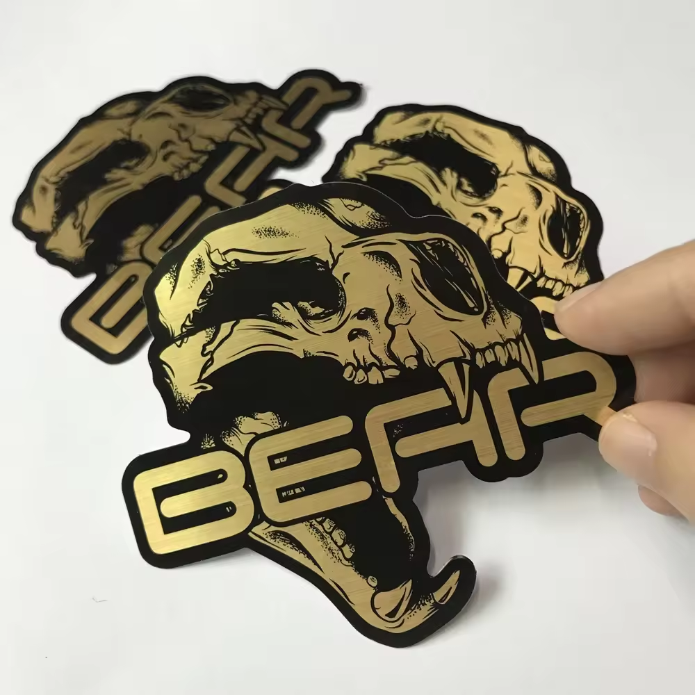 Elevate Your Brand With Custom Brushed Gold Stickers – Vogesey
